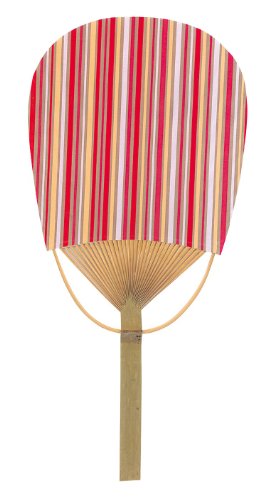 Shikoku Dan Fan, Uchiwa, Unisex, Paper Sticking, Small Size, Shimashima, Peach, 6.9 x 15.0 inches (17.5 x 38 cm)