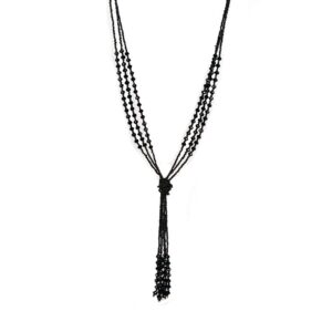 vintage style charcoal black long multitier beaded womens necklace jewelry (long - 31")