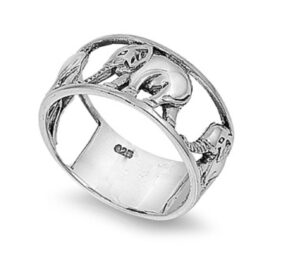 closeoutwarehouse 925 sterling silver elephant carousel ring size 8