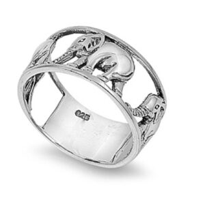 CloseoutWarehouse 925 Sterling Silver Elephant Carousel Ring Size 8