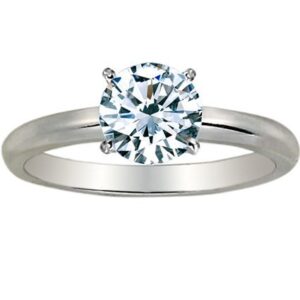 near 1/2 carat round cut diamond solitaire engagement ring 14k white gold 4 prong (k, i2, 0.45 c.t.w) very good cut