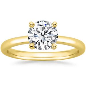 houston diamond district near 1/2 carat round cut diamond solitaire engagement ring 14k yellow gold 4 prong (k, i2, 0.45 c.t.w) very good cut