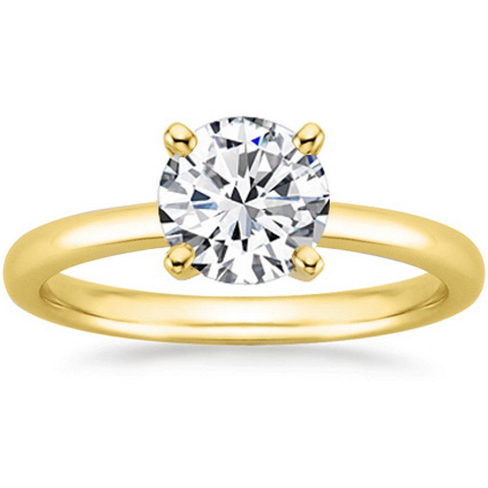 Houston Diamond District Near 1/2 Carat Round Cut Diamond Solitaire Engagement Ring 14K Yellow Gold 4 Prong (K, I2, 0.45 c.t.w) Very Good Cut