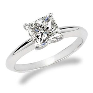 1 carat princess cut diamond solitaire engagement ring 14k white gold (k, i2, 1 c.t.w) very good cut