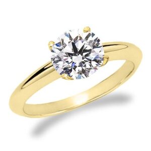 near 1 carat carat round cut diamond solitaire engagement ring 14k yellow gold 4 prong (k, i2, 0.85 c.t.w) very good cut