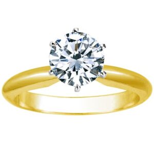 houston diamond district 1/2 carat round cut diamond solitaire engagement ring 14k yellow gold 6 prong (k, i2, 0.5 c.t.w) very good cut