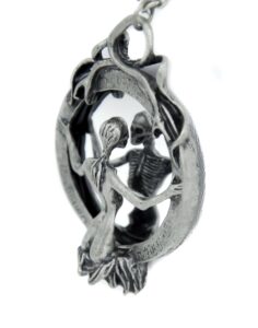 skeleton lady of death necklace soul reaper looking in mirror pendant