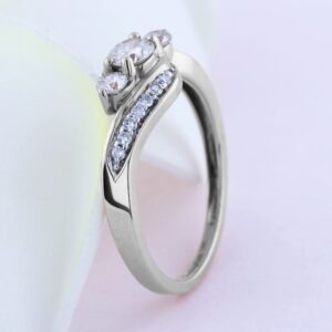 Dazzlingrock Collection 0.50 Carat (Cttw) 14K Diamond Women Swirl 3 Stone Engagement Ring 1/2 CT, White Gold, Size 6.5