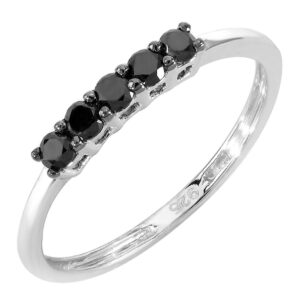 dazzlingrock collection 0.37 carat (ctw) sterling silver round black diamond women anniversary wedding band ring 1/3 ct, size 8