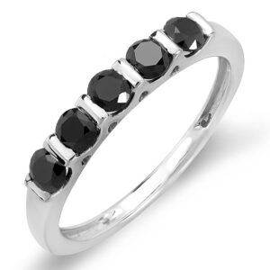 dazzlingrock collection 0.75 carat (ctw) sterling silver round black diamond ladies anniversary wedding stackable band ring 3/4 ct, size 9