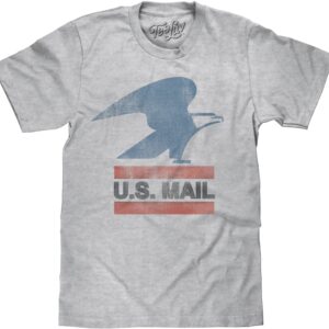 Tee Luv Men's USPS U.S. Mail Eagle Logo Shirt - United States Postal Service Shirt, Heather Grey, XL