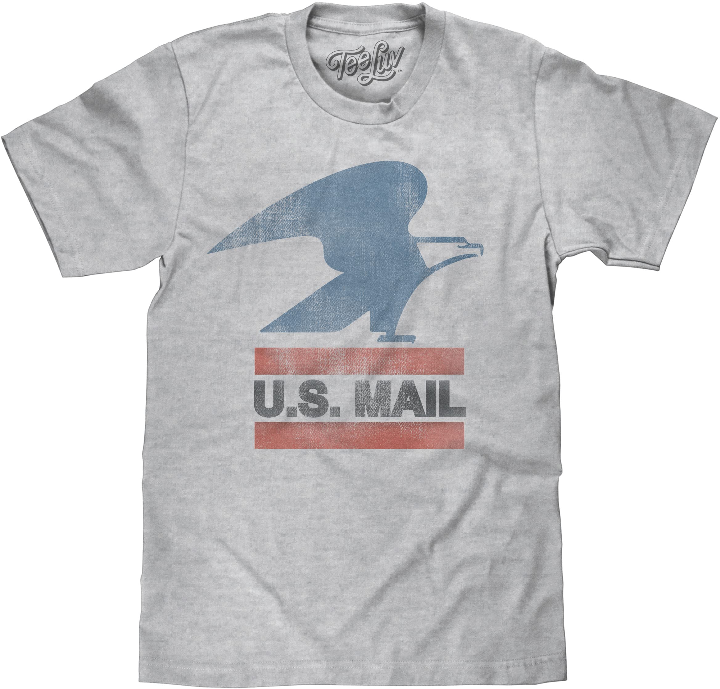 Tee Luv Men's USPS U.S. Mail Eagle Logo Shirt - United States Postal Service Shirt, Heather Grey, XL