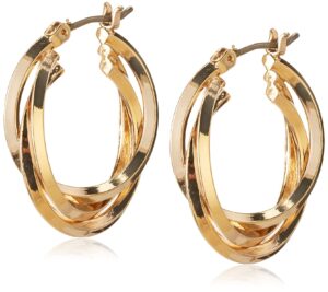 anne klein "classics" gold-tone 3 ring hoop earrings