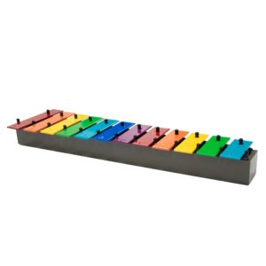 Basic Beat BB12B 12-Note Glockenspiel Kit - Colored Bells, Hard-Shell Case with Magnetic Staff Board, 12 Magnets, Extra F# & Bb Bars, and Dual Mallets Included