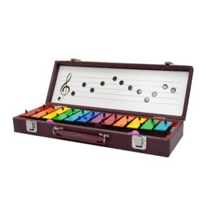 Basic Beat BB12B 12-Note Glockenspiel Kit - Colored Bells, Hard-Shell Case with Magnetic Staff Board, 12 Magnets, Extra F# & Bb Bars, and Dual Mallets Included