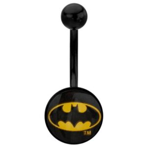 dc comics officially licensed batman logo navel / belly ring, 316l surgical stainless steel