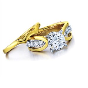 Dazzlingrock Collection 0.50 Carat (ctw) 14K Round Diamond Semi Mount Bridal Engagement Ring Set, Yellow Gold, Size 6