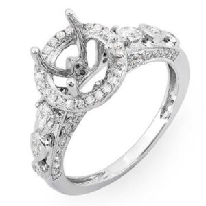 dazzlingrock collection 0.75 carat (ctw) round & pear diamond semi mount engagement bridal ring, can be fit 2.00 ct (8 mm) round center stone, 18k white gold, size 8