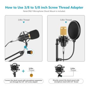 Neewer Universal 45MM Microphone Shock Mount for 43MM-46MM Diameter Condenser Mic (Black)