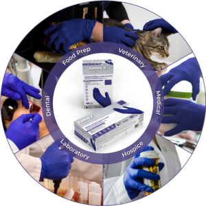 AMMEX Indigo Nitrile Disposable Exam Gloves, 3 Mil, Latex/Powder Free, Food-Safe, Textured, Non-Sterile, Small, Case of 1000