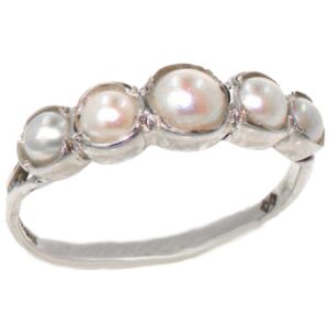 letsbuygold 925 sterling silver cultured pearl womens band ring - sizes 4 to 12 available