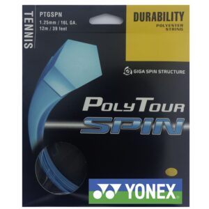 yonex poly tour spin 125 tennis string set, cobalt blue