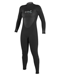 o'neill women's epic 3/2mm back zip full wetsuit, black/black/black, 8t