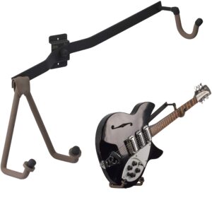 string swing guitar holder horizontal low-profile narrow-body for flat wall mount bass and electric guitars- 1 piece unit cc151-lpn-fw