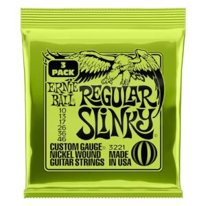 ernie ball regular slinky nickel wound electric guitar strings 3 pack - 10-46 gauge