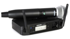 shure glxd24/sm58 microphone system with glxd4 receiver and glxd2 handheld transmitter with sm58 vocal mic capsule