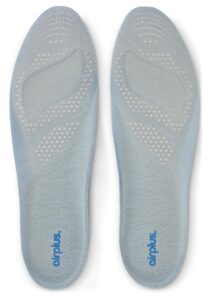 airplus extreme active gel lightweight and breathable shoe insoles for cushion and support, men's, size 7-13