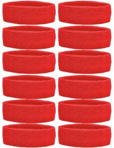 unique sports team headbands (pack of 12), red