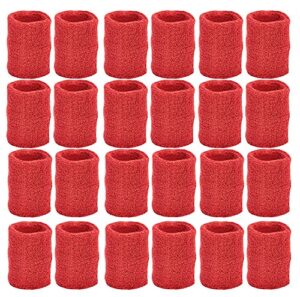 unique sports athletic performance team pack of 24 wristbands (12 pair), red