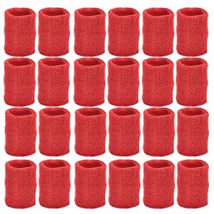 Unique Sports Athletic Performance Team Pack of 24 Wristbands (12 pair), Red