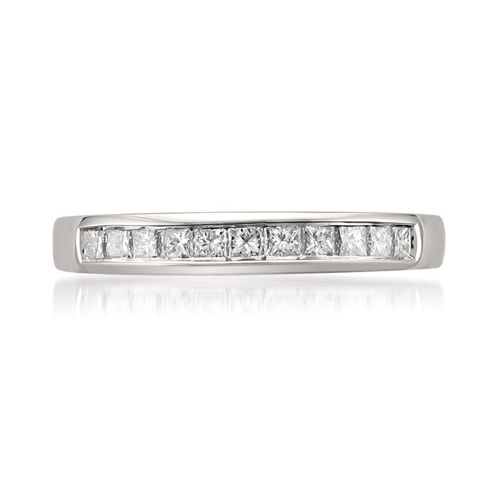 Beyond Brilliance 1/2 Carat Diamond, Channel-Set Platinum Princess Cut Diamond Bridal Wedding Band Ring (H-I, VS2-SI1)