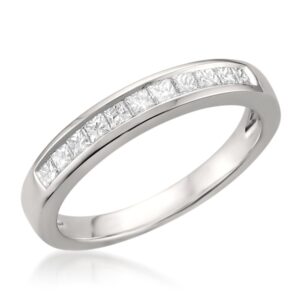 Beyond Brilliance 1/2 Carat Diamond, Channel-Set Platinum Princess Cut Diamond Bridal Wedding Band Ring (H-I, VS2-SI1)