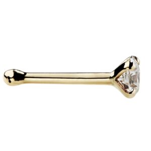 FreshTrends SI1-2mm (0.03 ct. tw) Diamond 14K Yellow Gold Nose Ring Bone - 20G