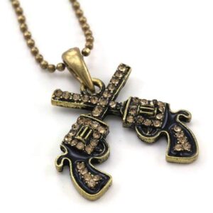 Soulbreezecollection Retro Style Texas Western Cowboy Revolver Pistol Gun Pendant Necklace