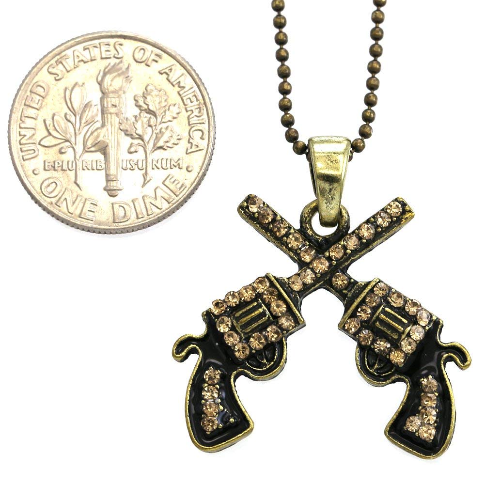 Soulbreezecollection Retro Style Texas Western Cowboy Revolver Pistol Gun Pendant Necklace