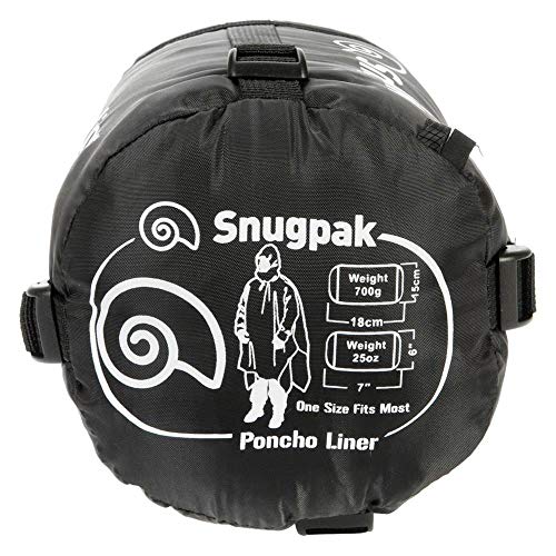 Snugpak Poncho Liner, Water Repellent, Lightweight, Dedicated Sleeves and Hood, Black