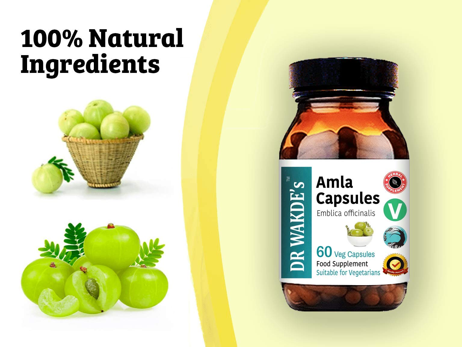 DR WAKDE'S Amla Capsules (Amalaki, Indian Gooseberry, Emblica officinalis, 60 Veg Caps, Plant-Based Supplement, Ayurvedic Herb, All Natural, Vegan)