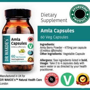 DR WAKDE'S Amla Capsules (Amalaki, Indian Gooseberry, Emblica officinalis, 60 Veg Caps, Plant-Based Supplement, Ayurvedic Herb, All Natural, Vegan)