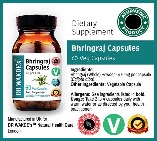 DR WAKDE'S Bhringraj Capsules (False Daisy, Eclipta alba, 60 Veg Caps, Plant-Based Supplement, Ayurvedic Herb, All Natural, Vegan)