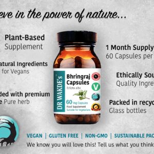 DR WAKDE'S Bhringraj Capsules (False Daisy, Eclipta alba, 60 Veg Caps, Plant-Based Supplement, Ayurvedic Herb, All Natural, Vegan)