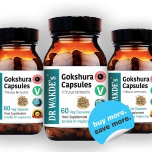 DR WAKDE'S Gokshura Capsules (Tribulus terrestris, 60 Veg Caps, Plant-Based Supplement, Ayurvedic Herb, All Natural, Vegan)