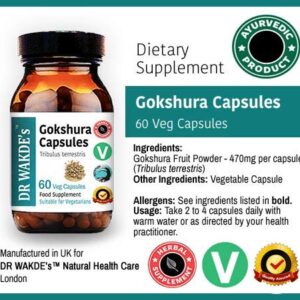 DR WAKDE'S Gokshura Capsules (Tribulus terrestris, 60 Veg Caps, Plant-Based Supplement, Ayurvedic Herb, All Natural, Vegan)