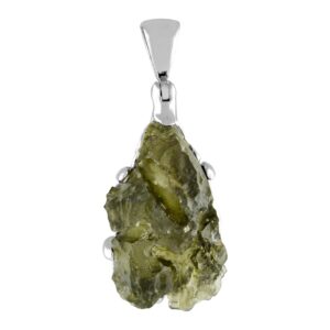 starborn natural 12-15 cts moldavite sterling silver pendant