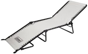 coleman converta suspension cot, reclining camping cot with 4 back & 2 foot positions, steel frame supports adults up to 6ft 2in or 225lbs