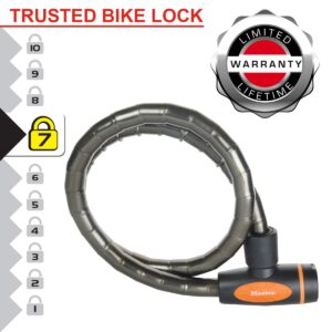 Master Lock 18 mm x 1000 mm Armoured Steel Cable Key Lock - Smoke