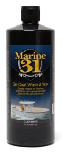 marine 31 gel coat boat wash & wax with carnauba - 32 oz. - gentle clean with uv protection, high-gloss finish, easy wash & wax for boats